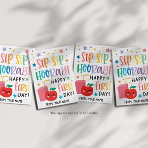 First Day of School Gift Tags Printable, Sip Sip Hooray Tags, Back to ...