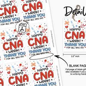 Happy CNA Week Gift Tag, Printable CNA Week Gift Ideas, Certified ...