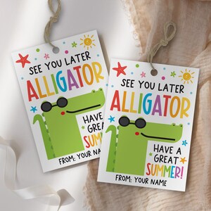 Alligator Summer Gift Tags: Last Day of School Printable (PDF) - Etsy