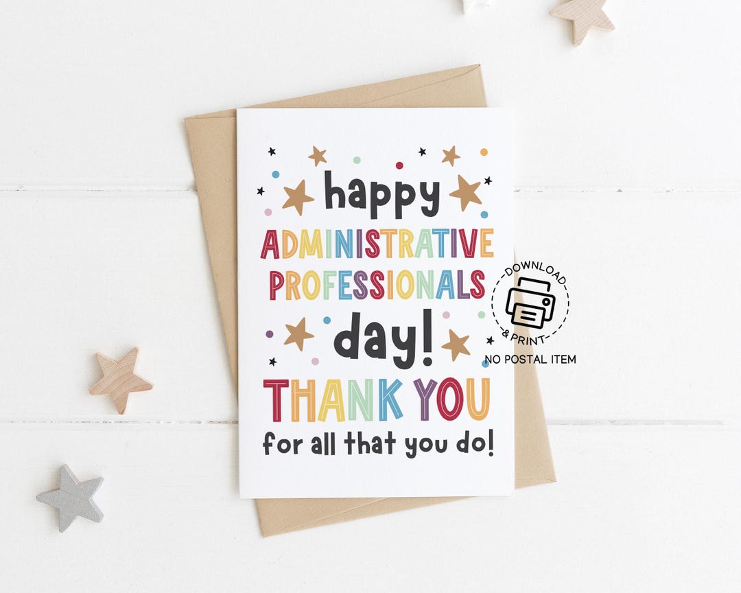 Administrative Professionals Day Card, Printable Admin Thank You Card ...
