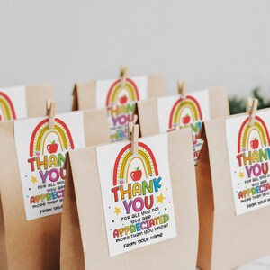 Teacher Appreciation Week Tag Printable, Thank You Teacher Tag, Rainbow ...
