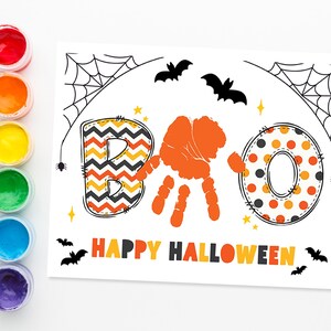 Halloween Handprint Craft Printable for Kids, Spooky DIY Halloween Wall ...
