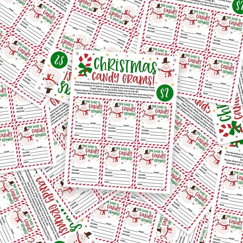 Christmas Candy Gram Cards, Canva Template, School PTO Holiday ...