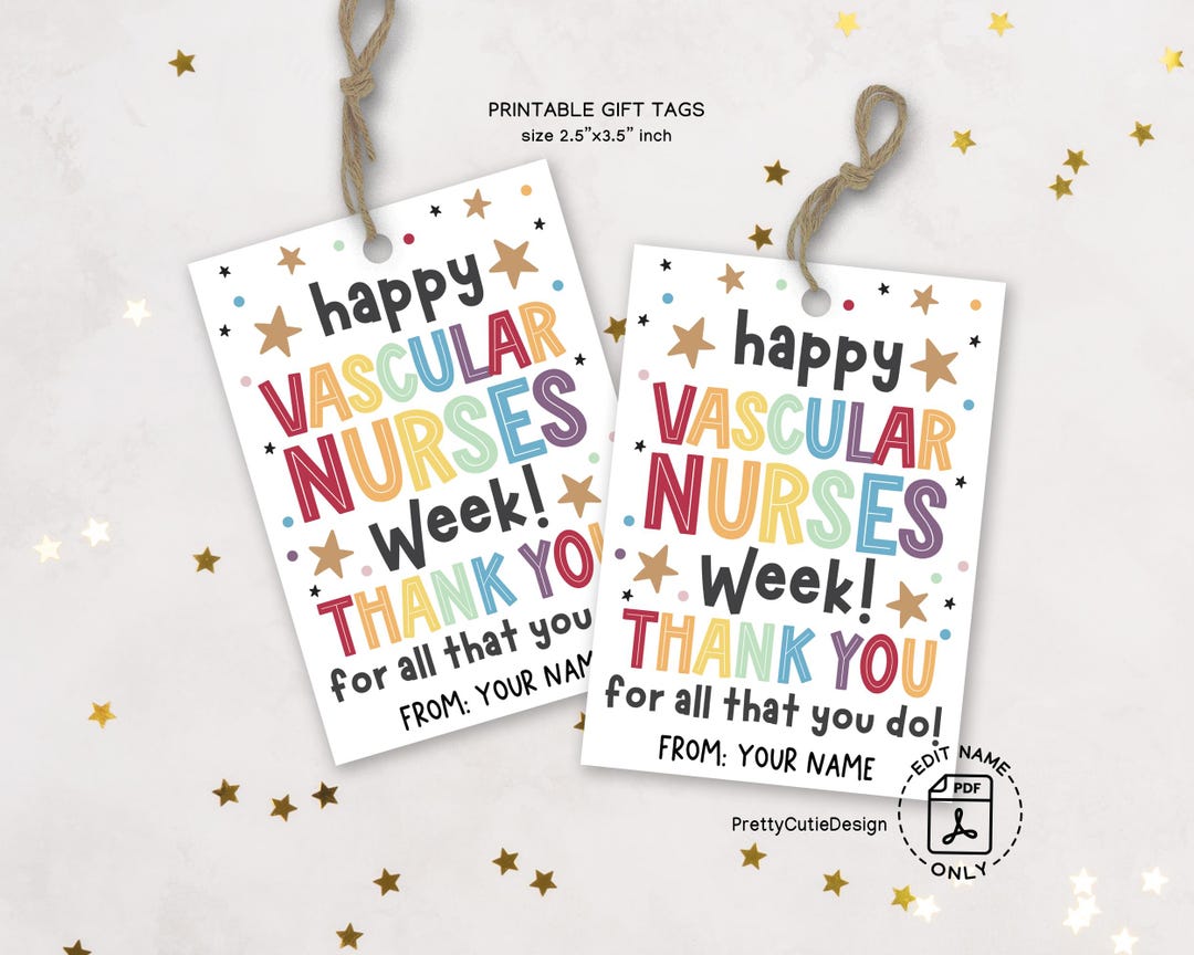 Vascular Nurses Week Tag Printable, Nurse Appreciation Gift Tag for ...
