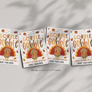 Gobble Gobble Happy Thanksgiving Gift Tags Printable, Fall Thank You ...