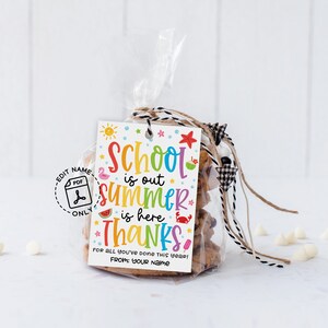 End of School Year Gift Tags, School's Out for Summer Tags, Summer ...