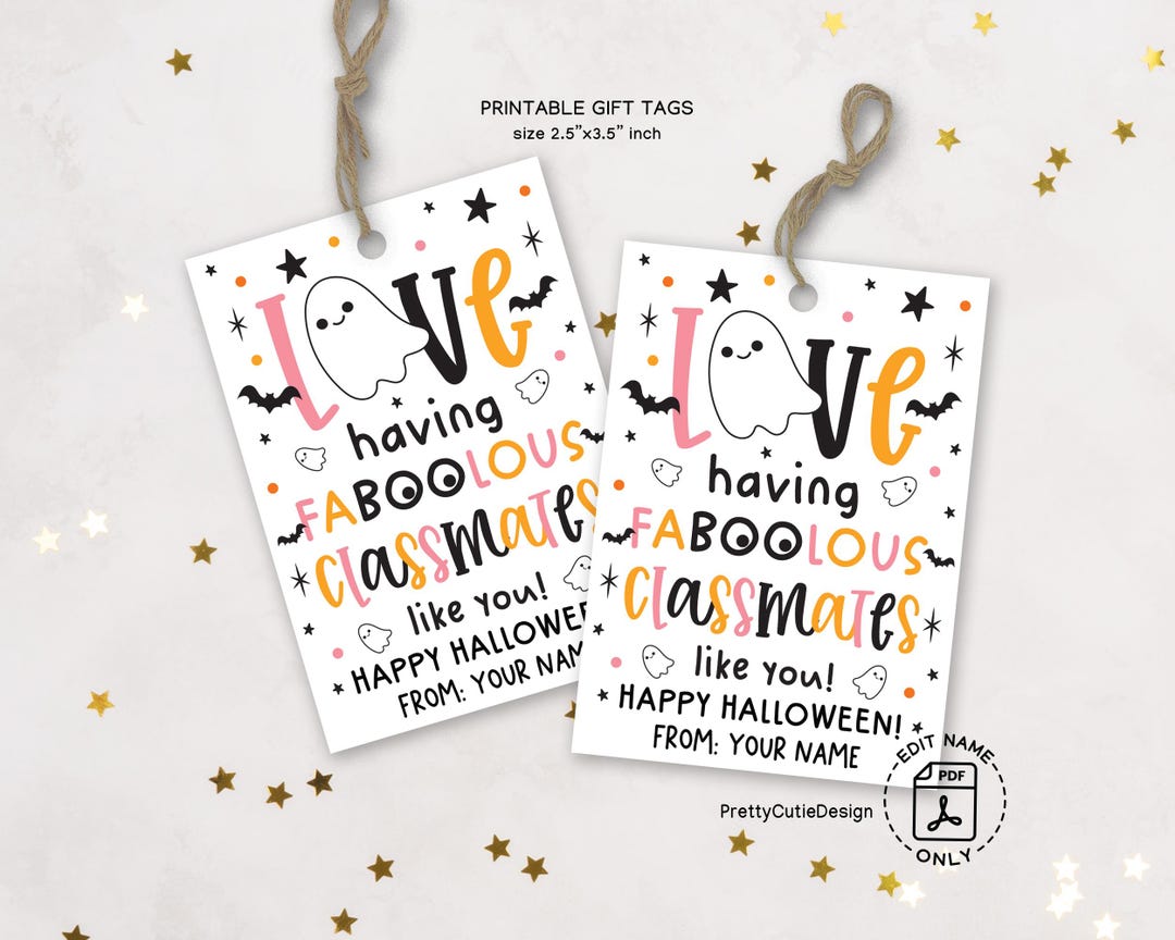 Halloween Gift Tags Printable, Faboolous Classmates Appreciation ...