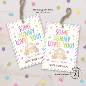 Easter Gift Tag Printable, Somebunny Loves You Tag, Happy Easter Bunny ...