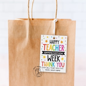 Happy Teacher Appreciation Week Gift Tag Printable, Bulk Teacher ...