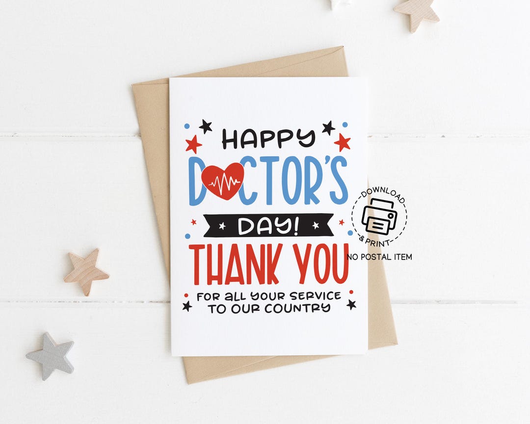 Printable Thank You Doctor Card, Happy Doctor’s Day Greeting Card ...