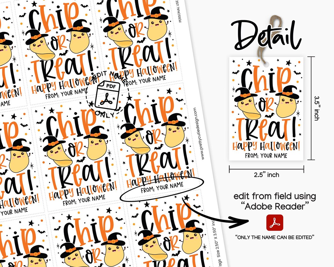 Halloween Gift Tags Printable: Chip or Treat Favor Tags for School Kids ...