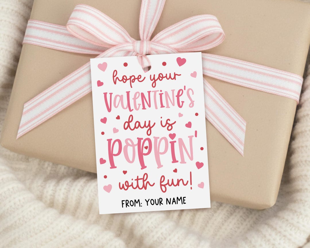 Valentines Popcorn Gift Tag Printable, Poppin With Fun Classroom Favor ...