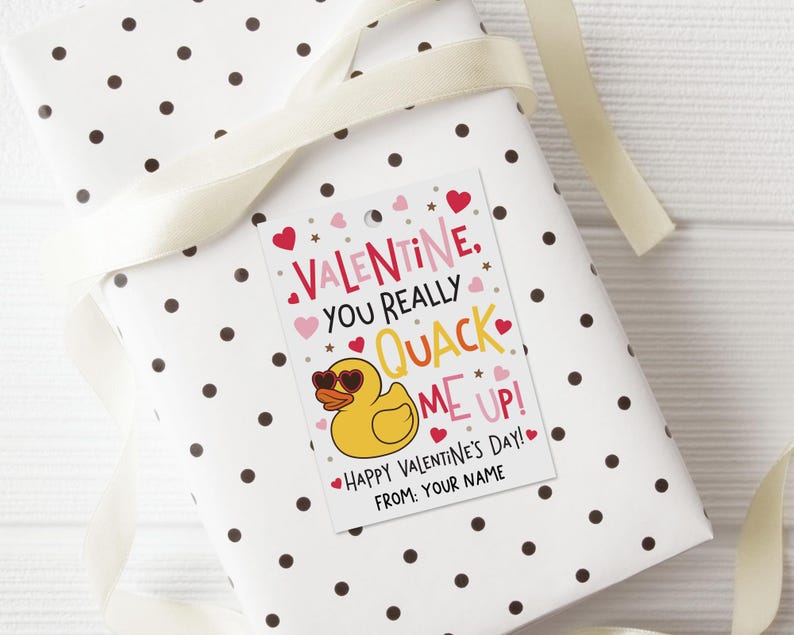 Rubber Duck Valentine's Day Gift Tags Printable, Kids Classroom Favor ...