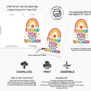 Teacher Appreciation Card, Teacher Thank You Card Printable, Teacher ...