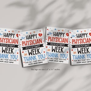 Physician Assistant Week Gift Tags Printable: PA Appreciation Favor ...