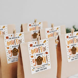 Thanksgiving Gift Tags Printable, Fall Muffin Gift Tags, Teacher Staff ...