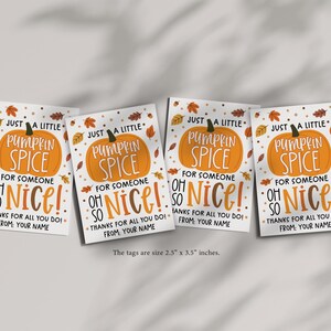 Pumpkin Spice Thanksgiving Gift Tags Printable, School Staff Teacher ...