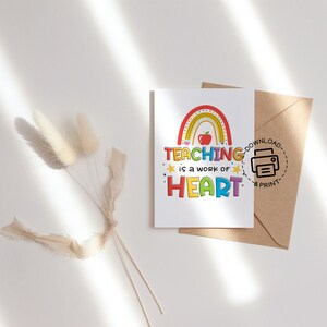 Teacher Appreciation Card, Teaching is a Work of Heart Teacher Thank ...