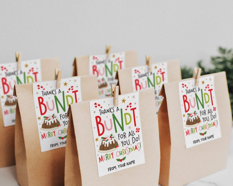 Christmas Bundt Cake Gift Tags Printable, Employee Appreciation ...