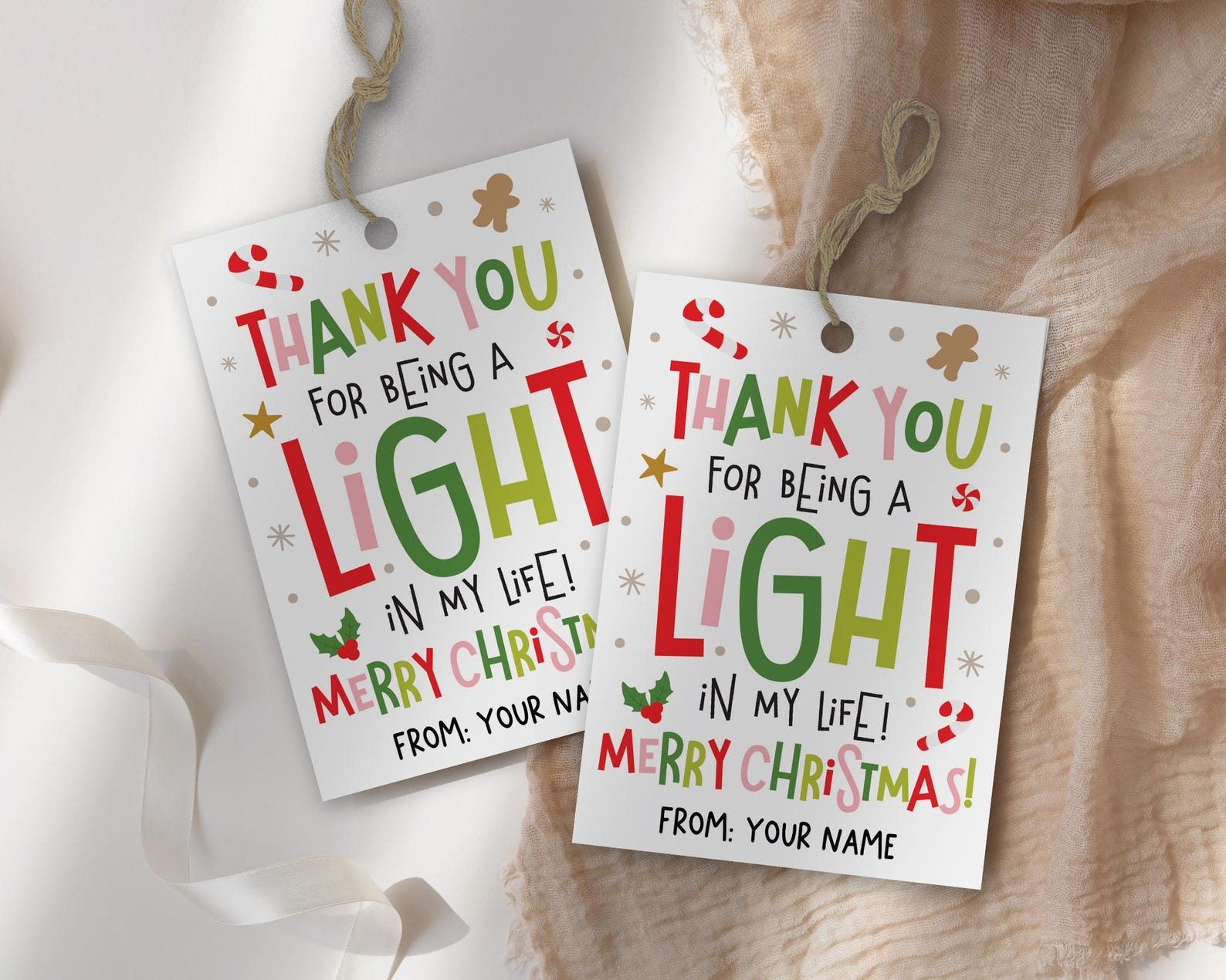 Christmas Gift Tags, Thank You Light in My Life Printable, Teacher ...