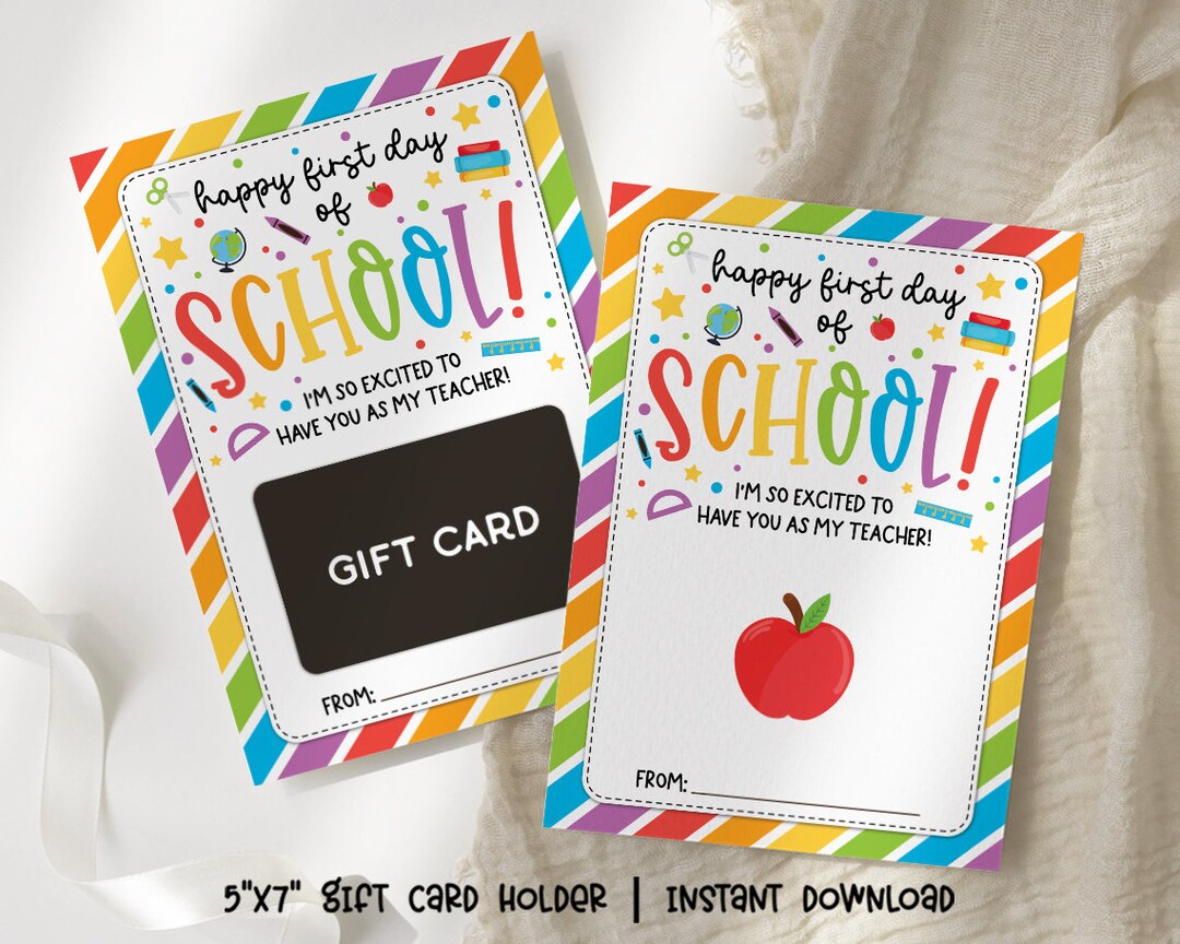 Printable Happy First Day of School Gift Card Holder, First Day of ...