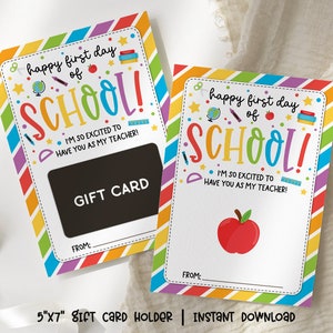Printable Happy First Day of School Gift Card Holder, First Day of ...
