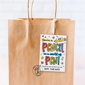 Teacher Appreciation Tags, Thank You Teacher Pencil Gift Tag, School ...