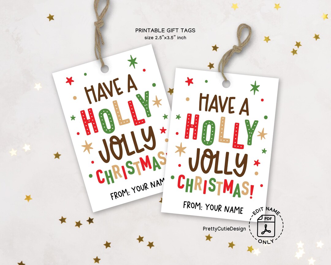 Christmas Gift Tags Printable, Holly Jolly Greeting, Holiday Wrapping ...