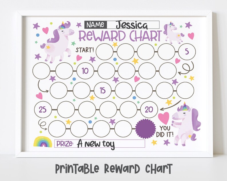 Purple Unicorn Reward Chart for Kids Simple Kids Reward - Etsy