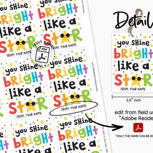 Shining Star Gift Tags: End of Year Student Rewards (PDF) - Etsy