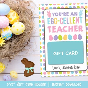 You're an Egg-cellent Teacher, Pastel Color Easter Coffee Gift Card ...