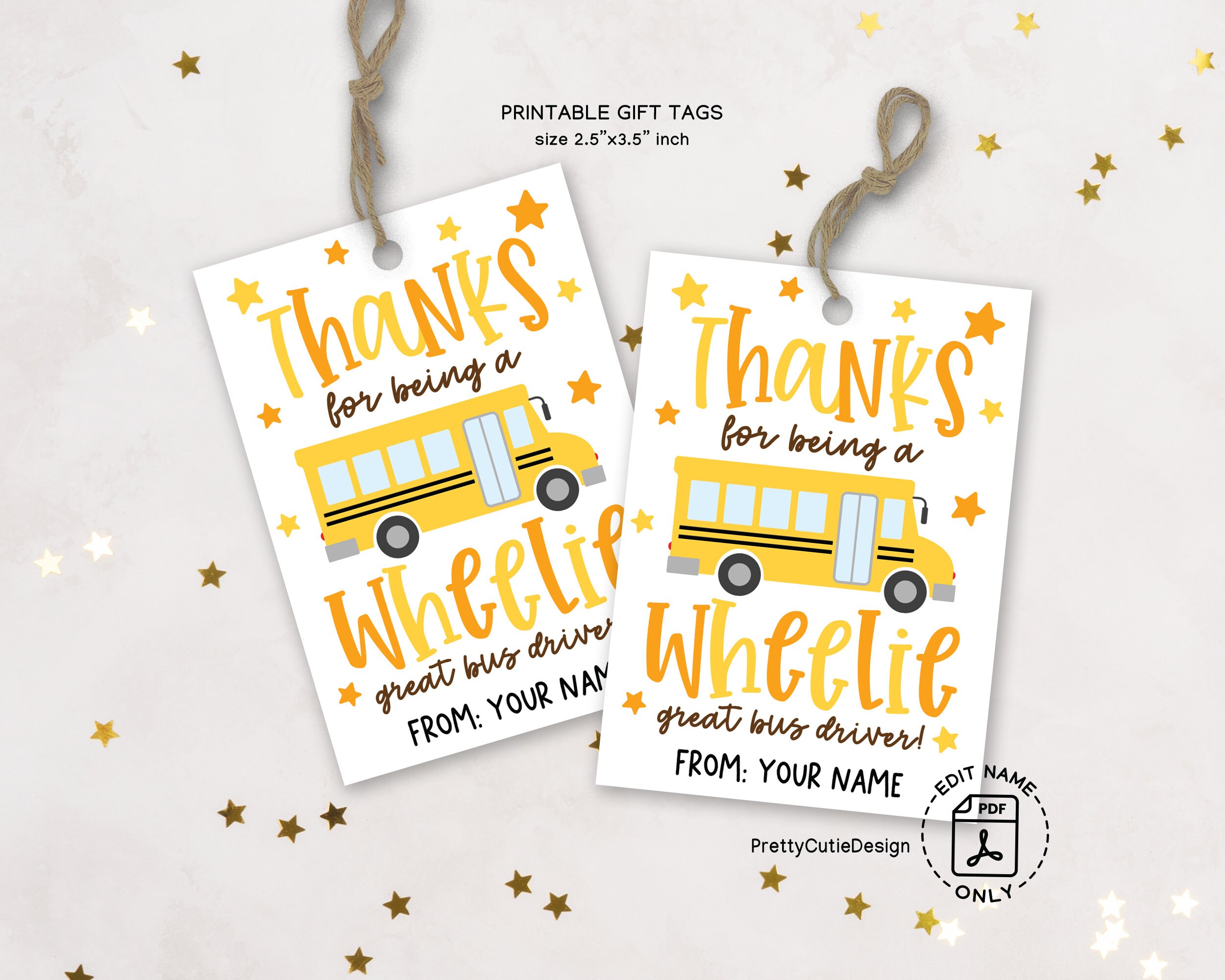 School Bus Driver Appreciation Tag Printable, Thanks for Being A ...