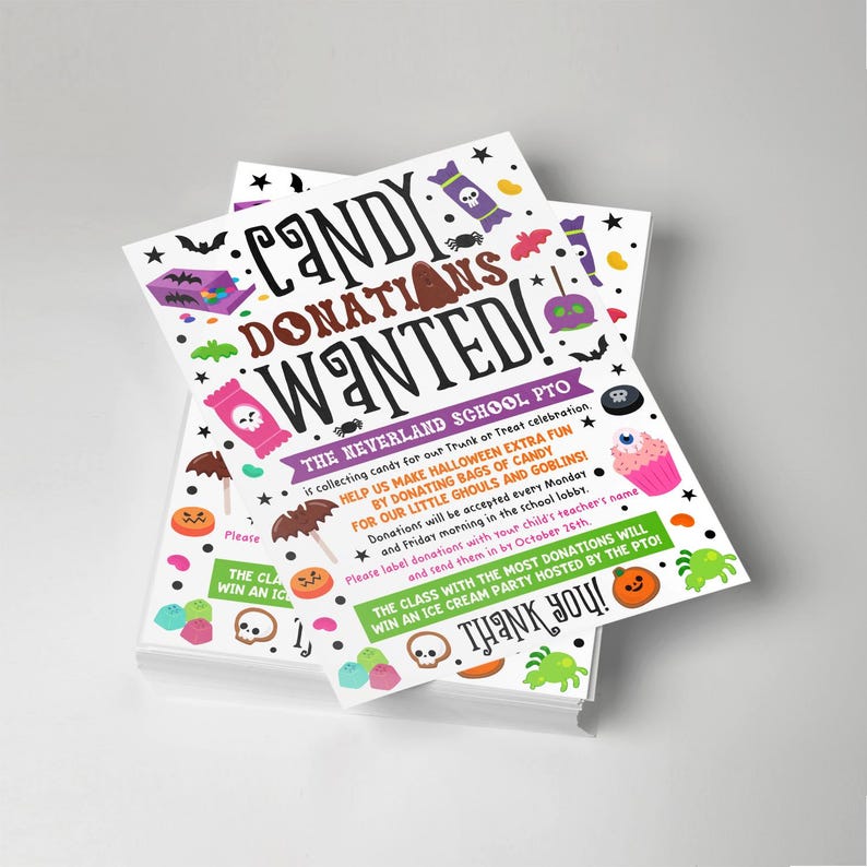 Halloween Candy Donation Flyer Template — Trunk or Treat School PTO ...