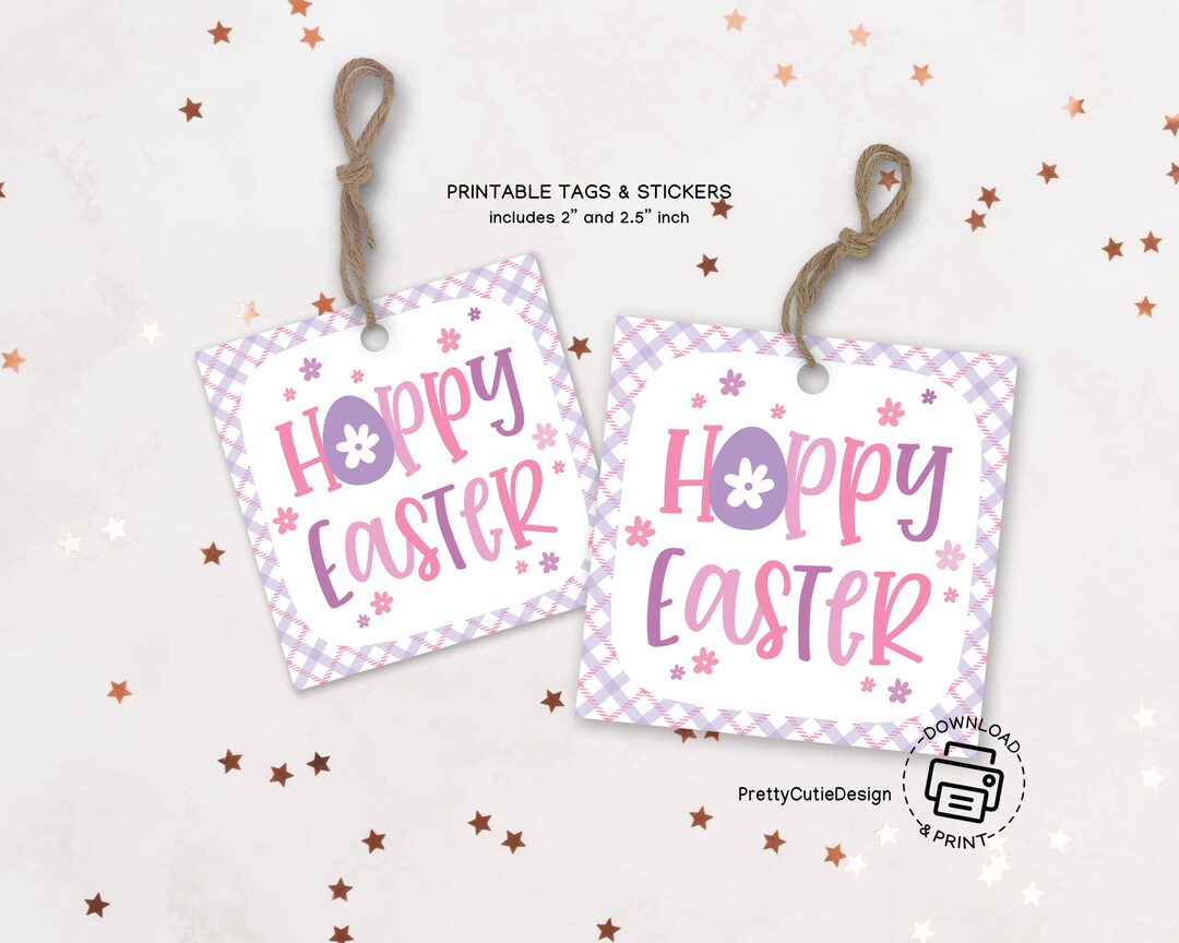 Easter Printable Gift Tags, Hoppy Easter Tags, Happy Easter Cookie Gift ...