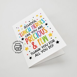 School Lunch Hero Day Printable Card, Thank You Note for Lunch Staff ...