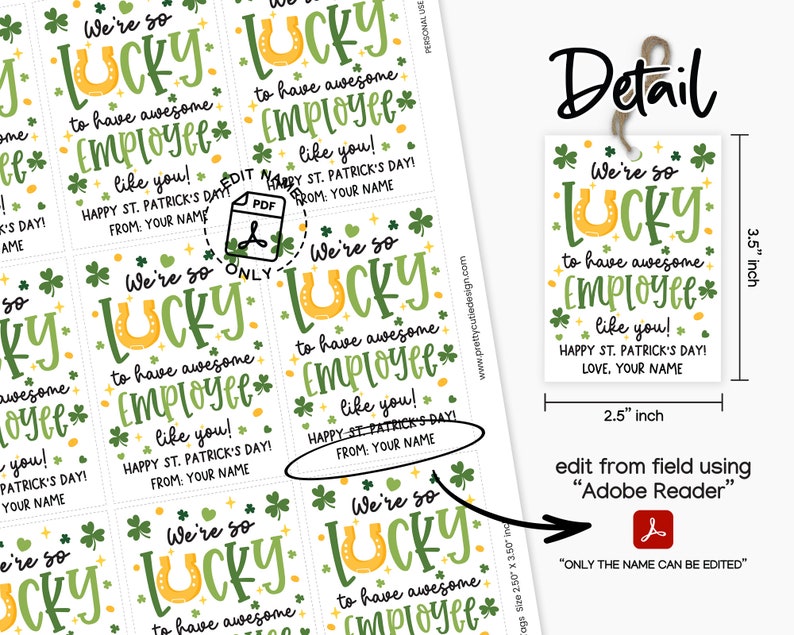 Happy St Patricks Day Printable Gift Tags, Employee Thank You Gift Tags ...