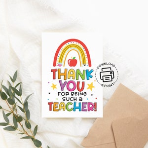 Teacher Appreciation Card, Teacher Thank You Card Printable, Teacher ...