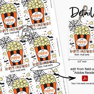 Printable Halloween Popcorn Gift Tags, POPPIN' by to Say Happy ...