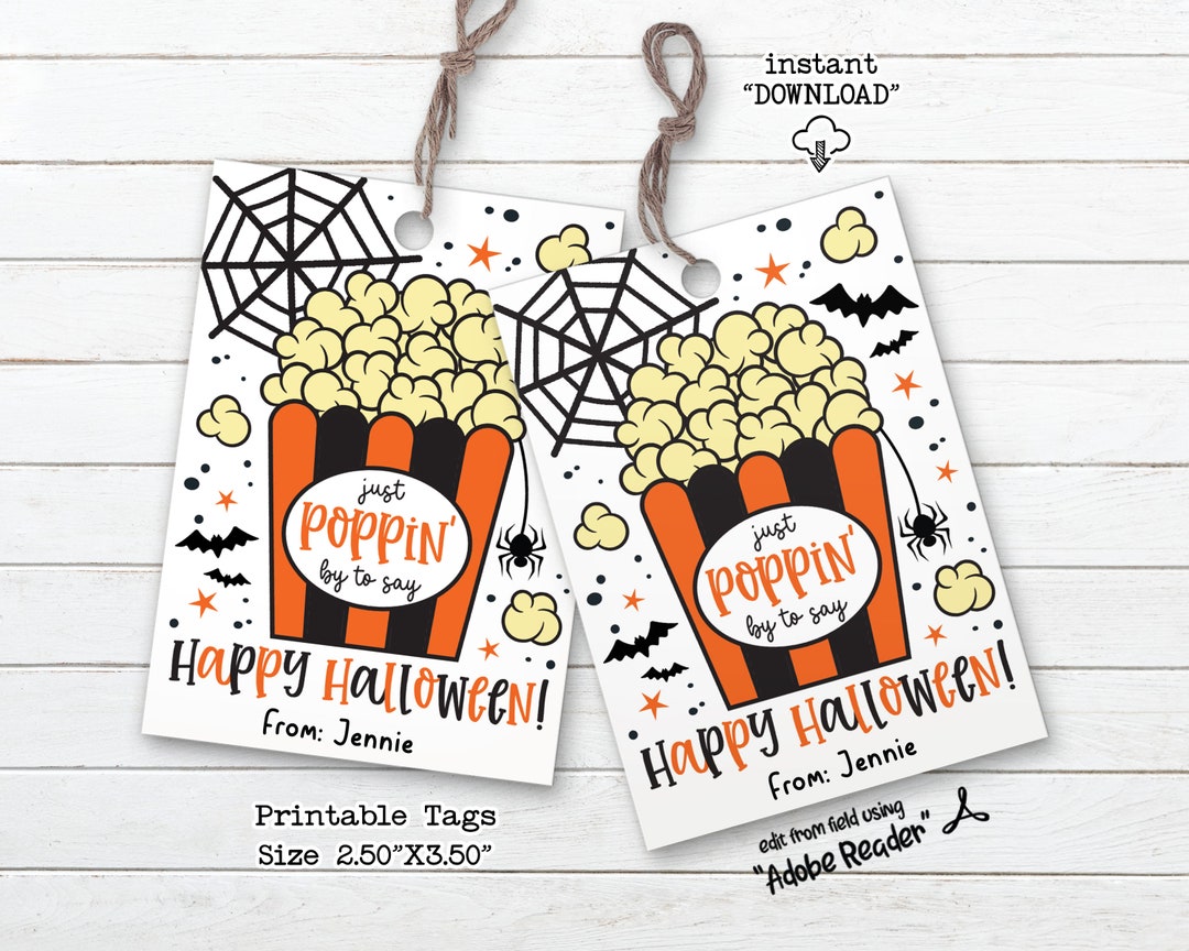 Printable Halloween Popcorn Gift Tags, POPPIN' by to Say Happy ...