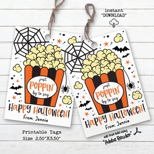 Printable Halloween Popcorn Gift Tags, POPPIN' by to Say Happy ...