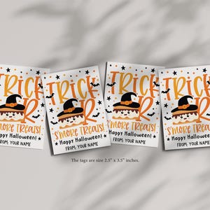 Halloween Printable Gift Tags, Trick or Smore Treat, Spooky Smores Tags ...