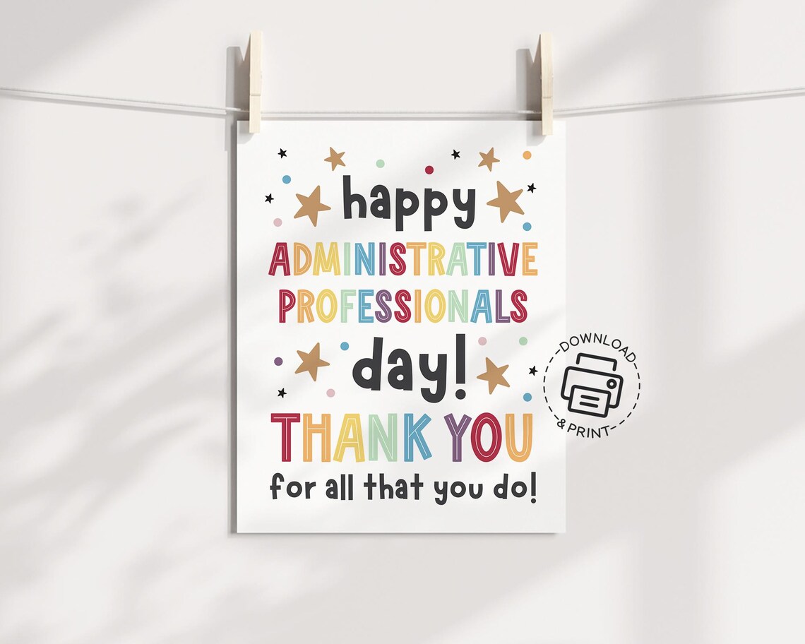 Administrative Professionals Day Sign Printable, Office Wall Art, Admin ...
