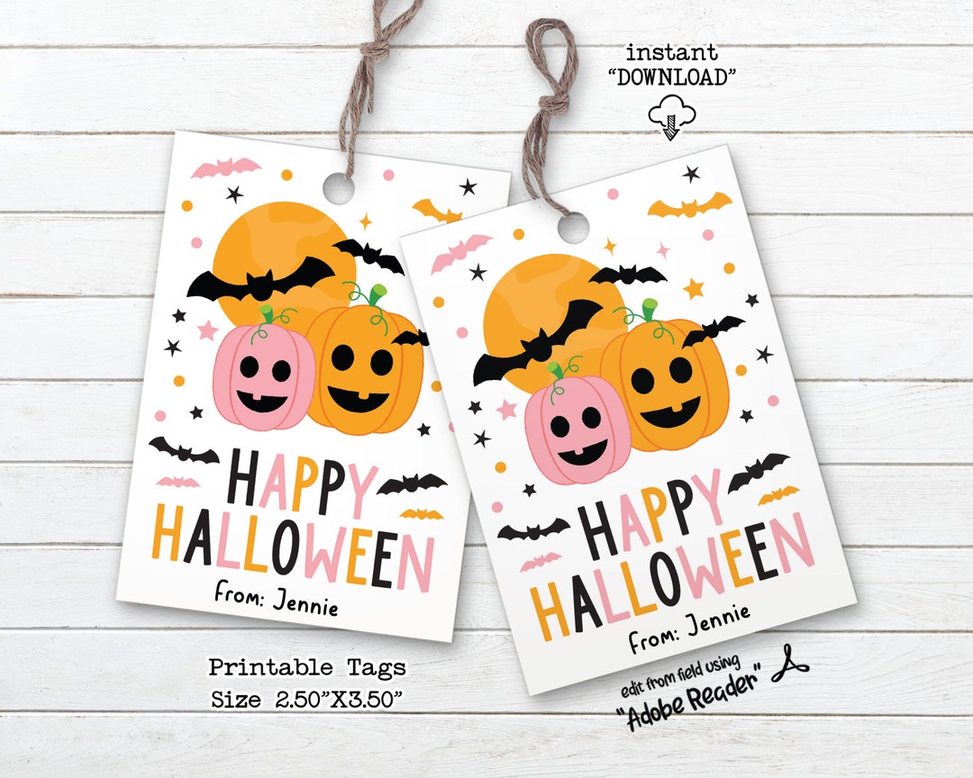 Printable Happy Halloween Treat Bag Tag Trick or Treat - Etsy