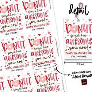 Valentine Donut Printable Tag, Donut Forget How Awesome You Are, Happy ...