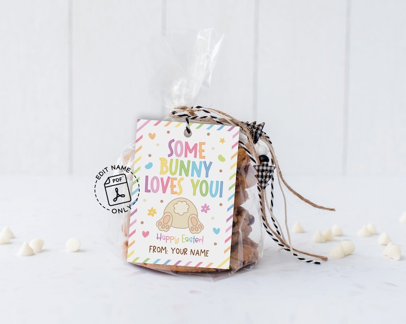 Easter Gift Tag Printable, Somebunny Loves You Tag, Happy Easter Bunny ...