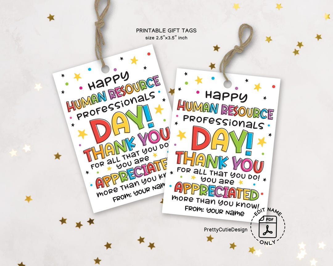 HR Professional Appreciation Day Gift Tags (printable) - Etsy