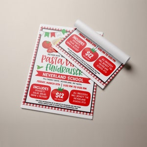 Pasta Night Fundraiser Flyer: Spaghetti Dinner, School Event, Canva ...