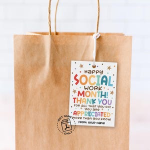 Social Work Month Gift Tag Printable, Social Workers Thank You Tag ...