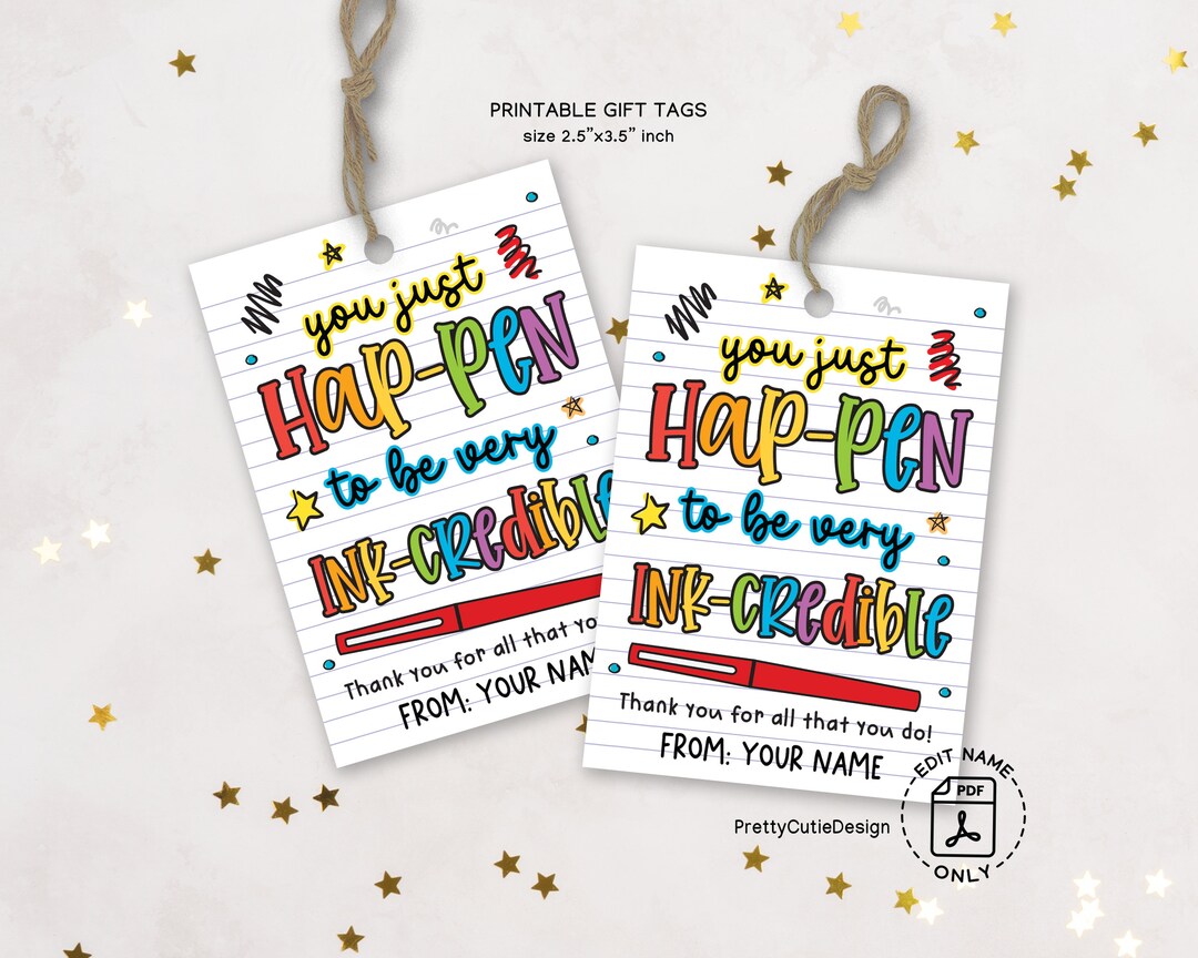 Teacher Appreciation Tag, Teacher Appreciation Week Gift Tags, Ink ...