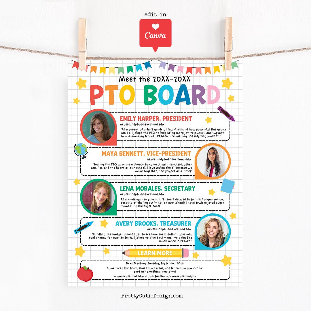 Meet the PTO Board Flyer Printable, Editable School Leadership ...